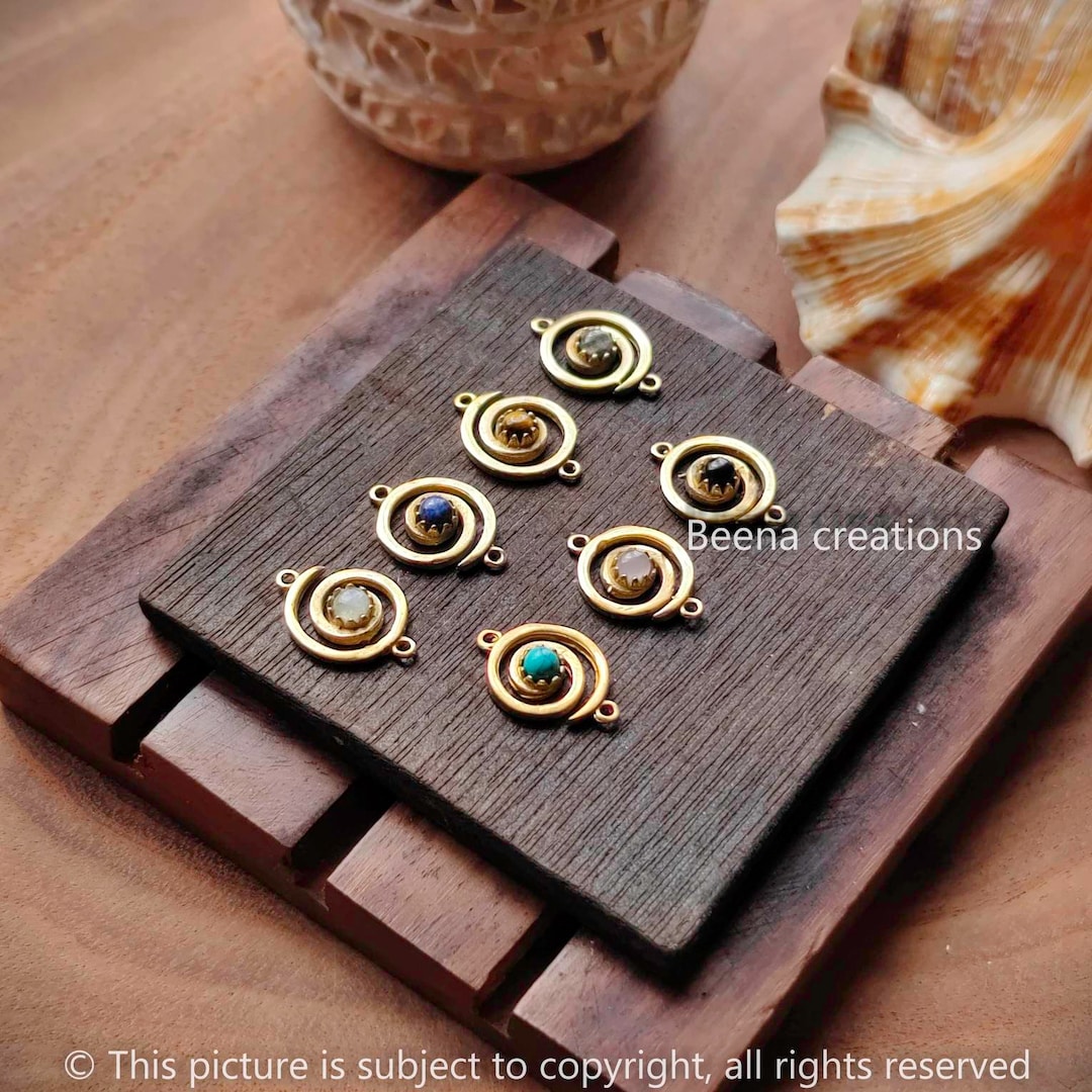 Spiral Stone Brass Charm, Brass Charms, Stone Charms, Brass Charms for ...