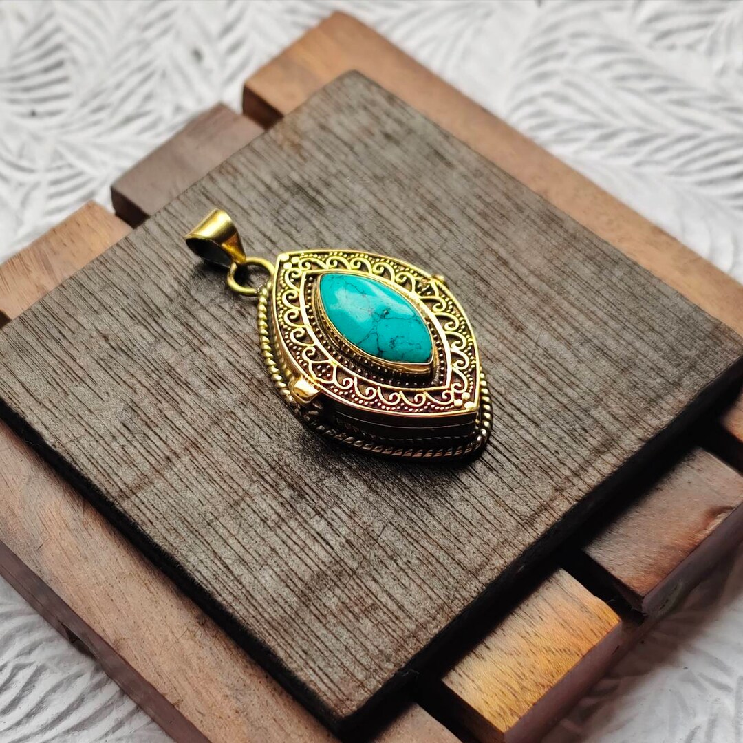 Turquoise Secret Box, Prayer Box, Ethnic Pendents, Amulet Pendent ...
