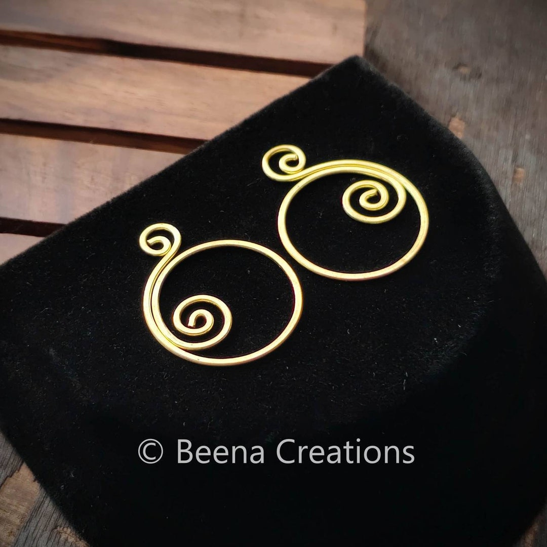 Spiral Brass Connector, Brass Connector, Hoop Earrings, Ethnic, Vintage ...
