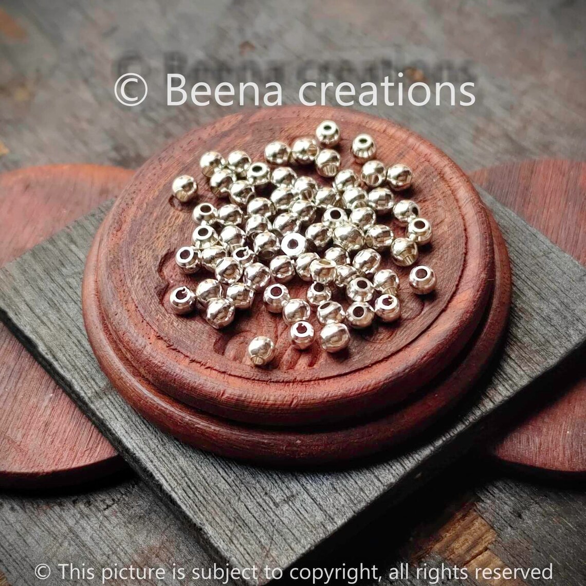 4MM Round Brass Beads Silverfilled Round Beads Metal Beads - Etsy
