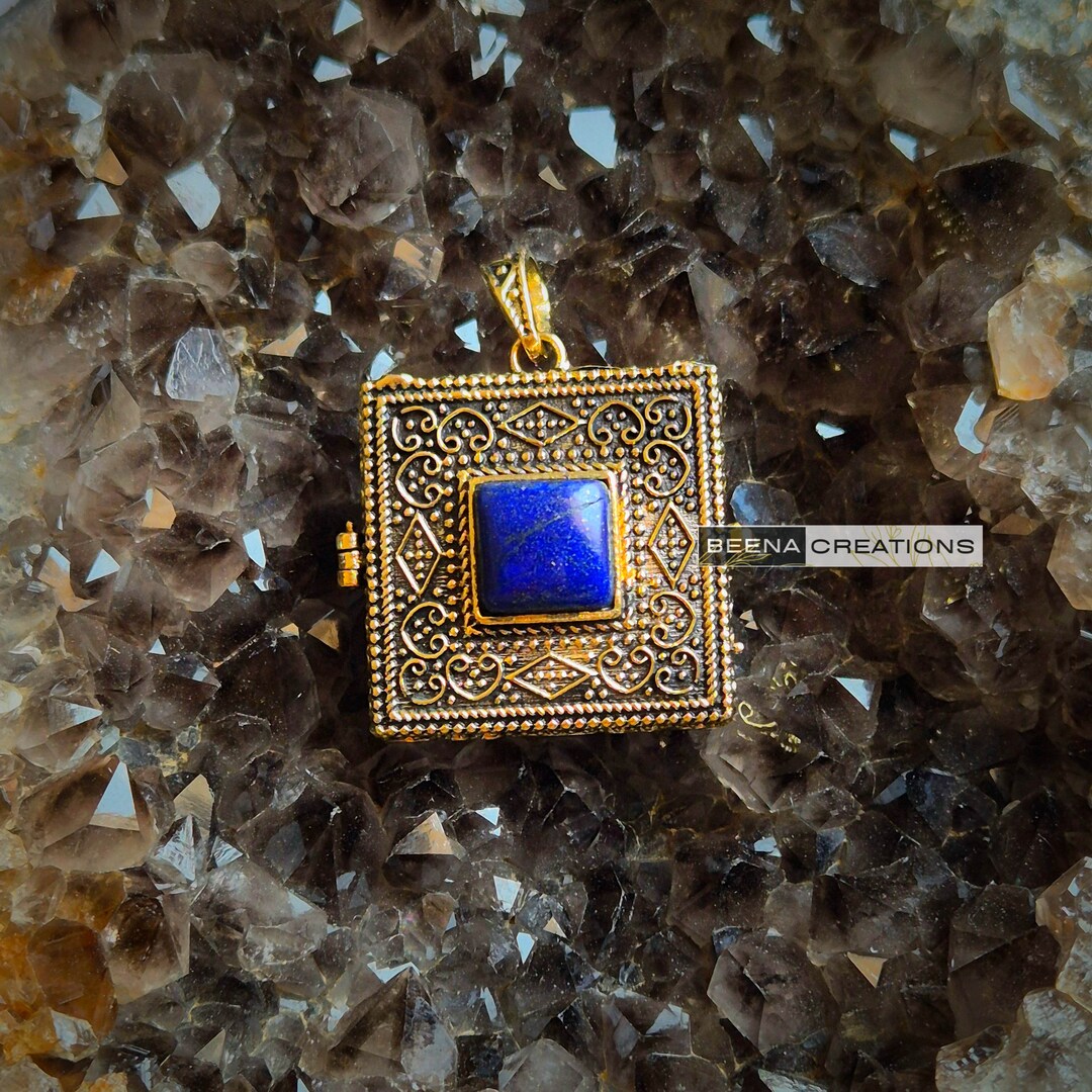 Lapis Secret Box, Square Secret Box, Ethnic Pendants, Amulet Pendent ...