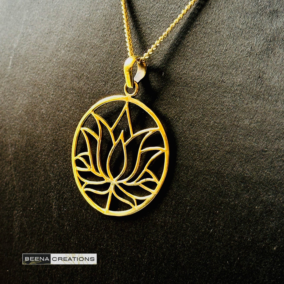 Beautiful Lotus Brass Necklace, Brass Pendent, Boho Pendent, Brass ...
