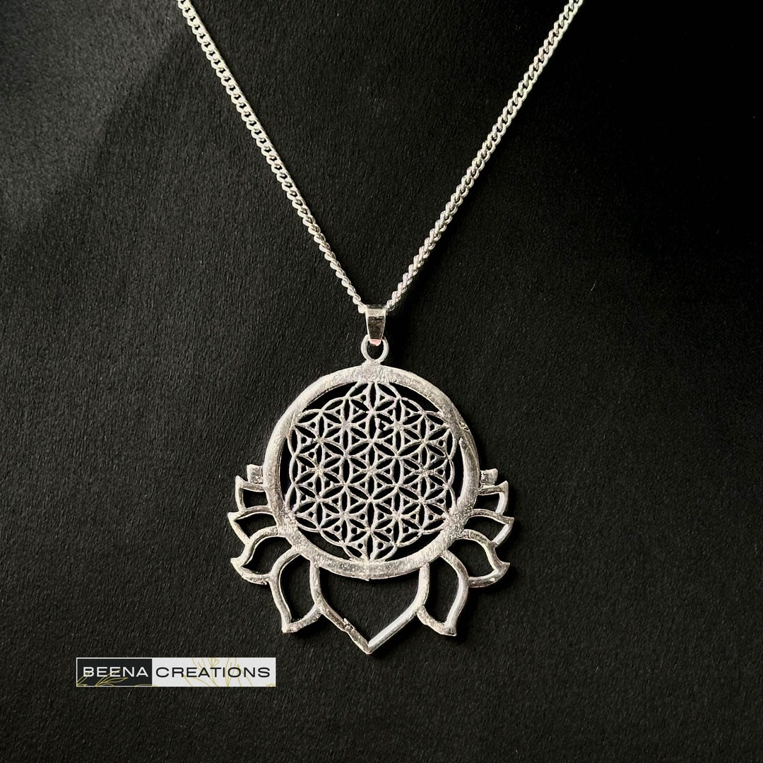 Beautiful Lotus Brass Pendent , Silver Filled Pendent, Gift for Her ...