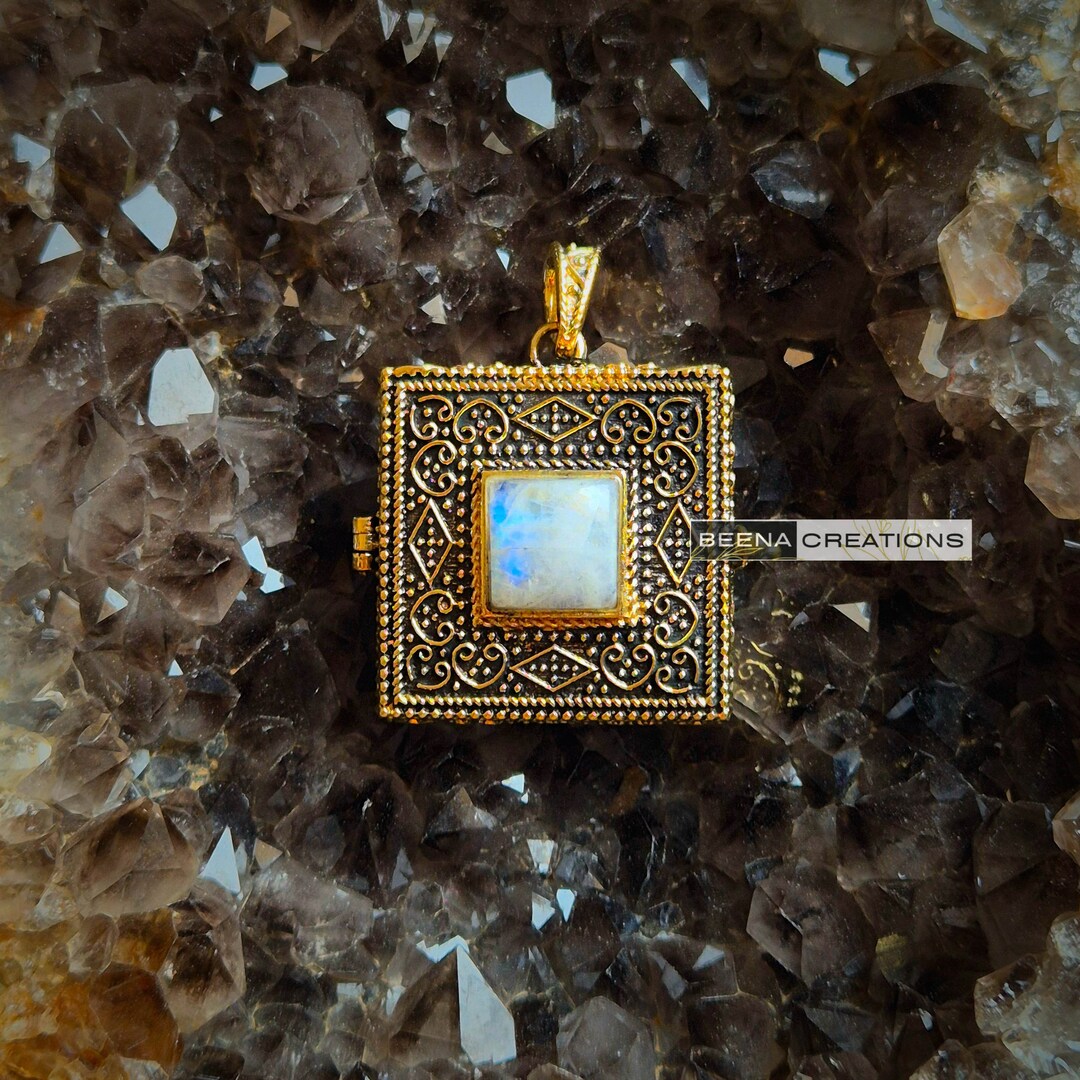 Moonstone Secret Box, Square Secret Box, Ethnic Pendants, Amulet ...