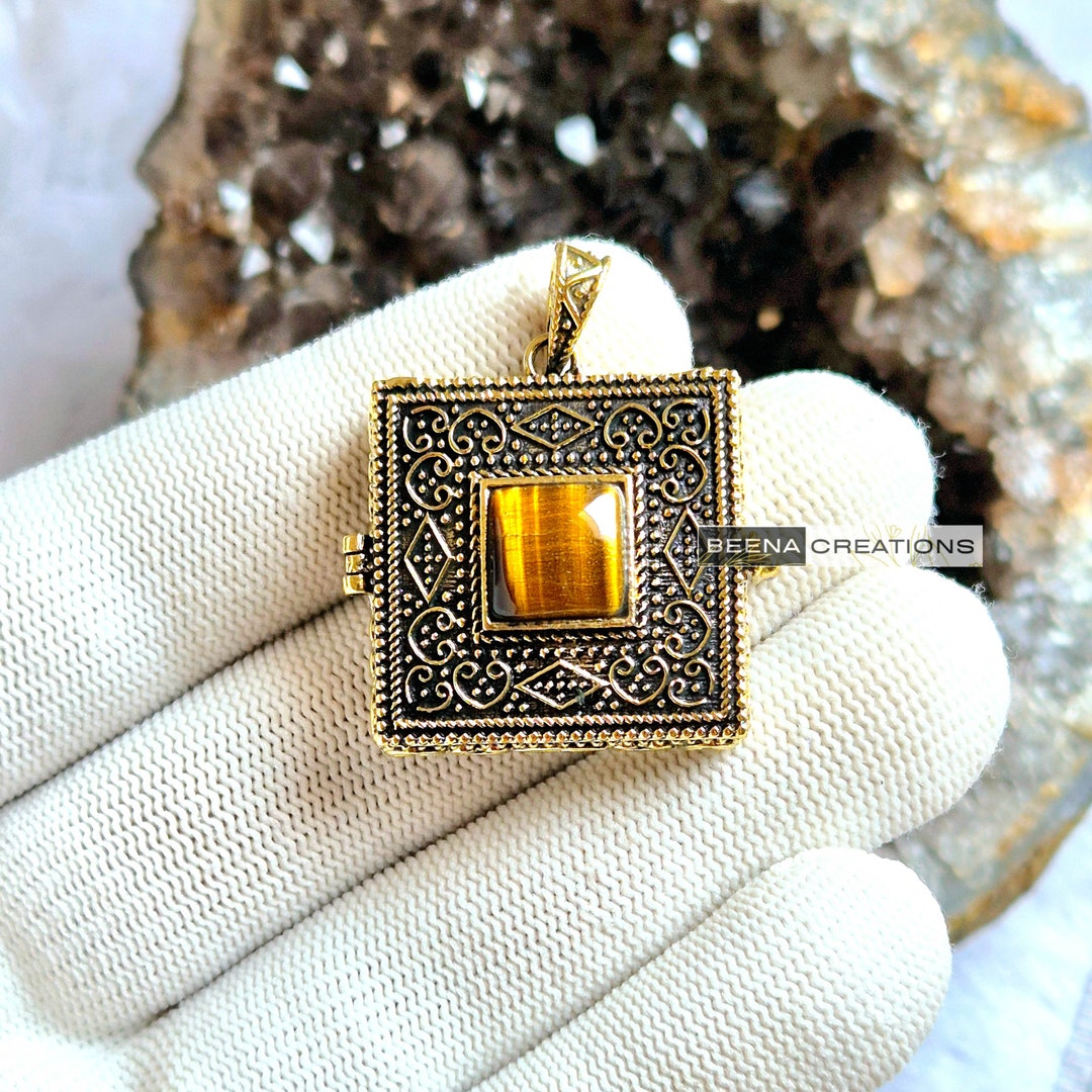 Tiger Eye Secret Box, Square Secret Box, Ethnic Pendants, Amulet ...