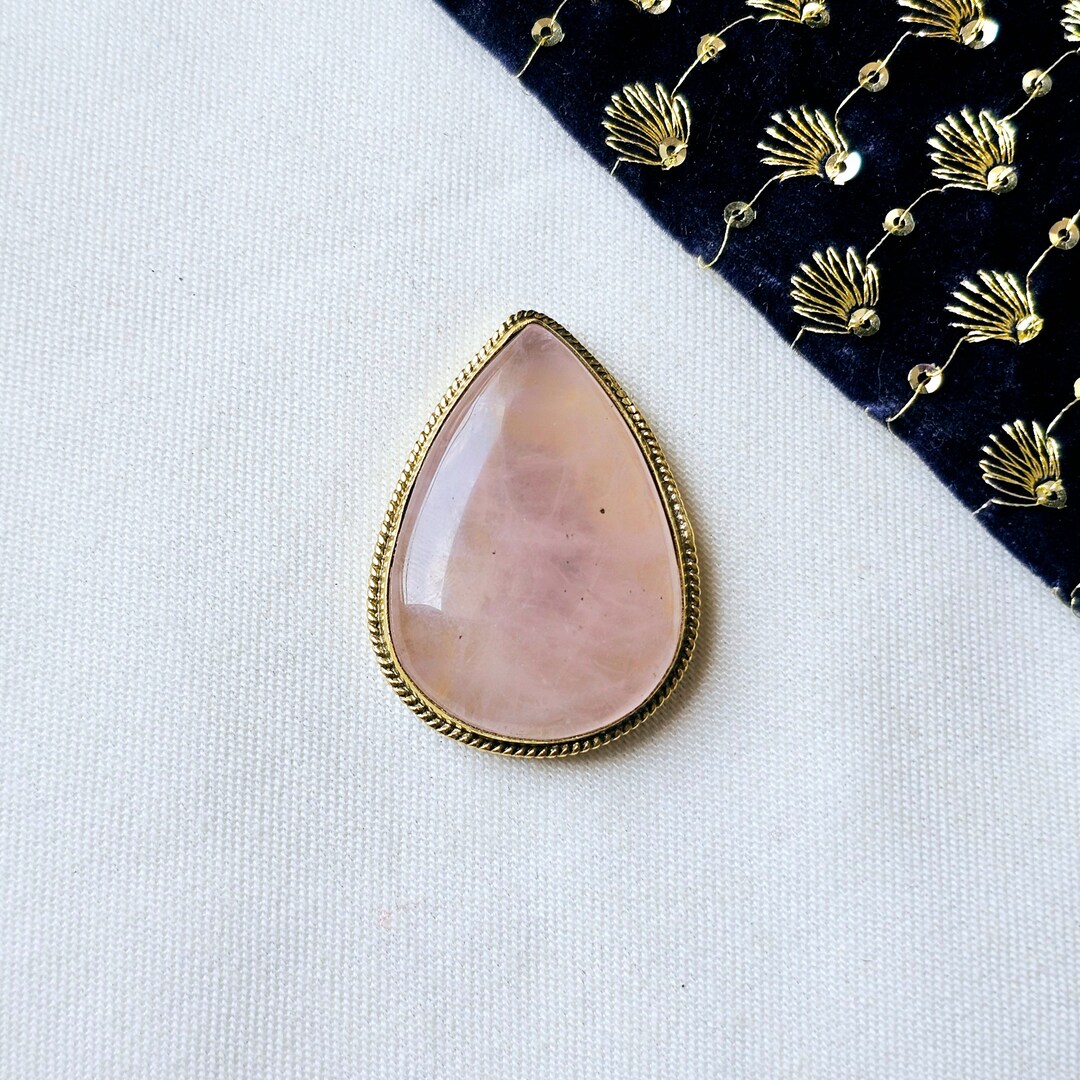 Rose Quartz Grooved Stones Brass Frame Grooved Stone Groove - Etsy