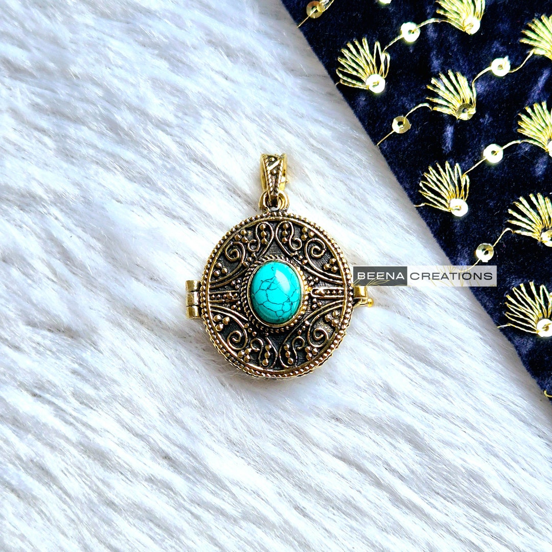 Turquoise Secret Box, Oval Secret Box, Ethnic Pendants, Amulet Pendent ...