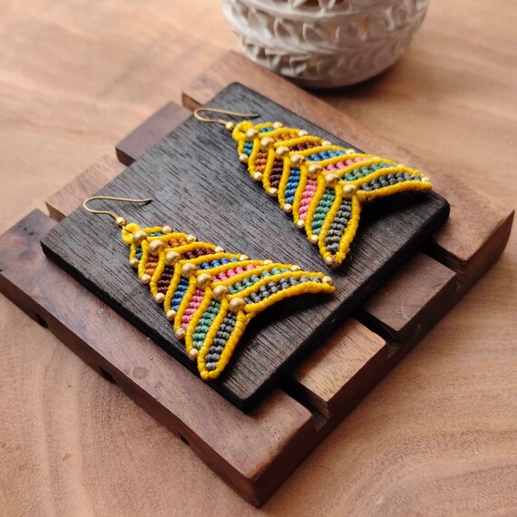 Beautiful Macrame Earring Multi Colour Macrame Earring - Etsy
