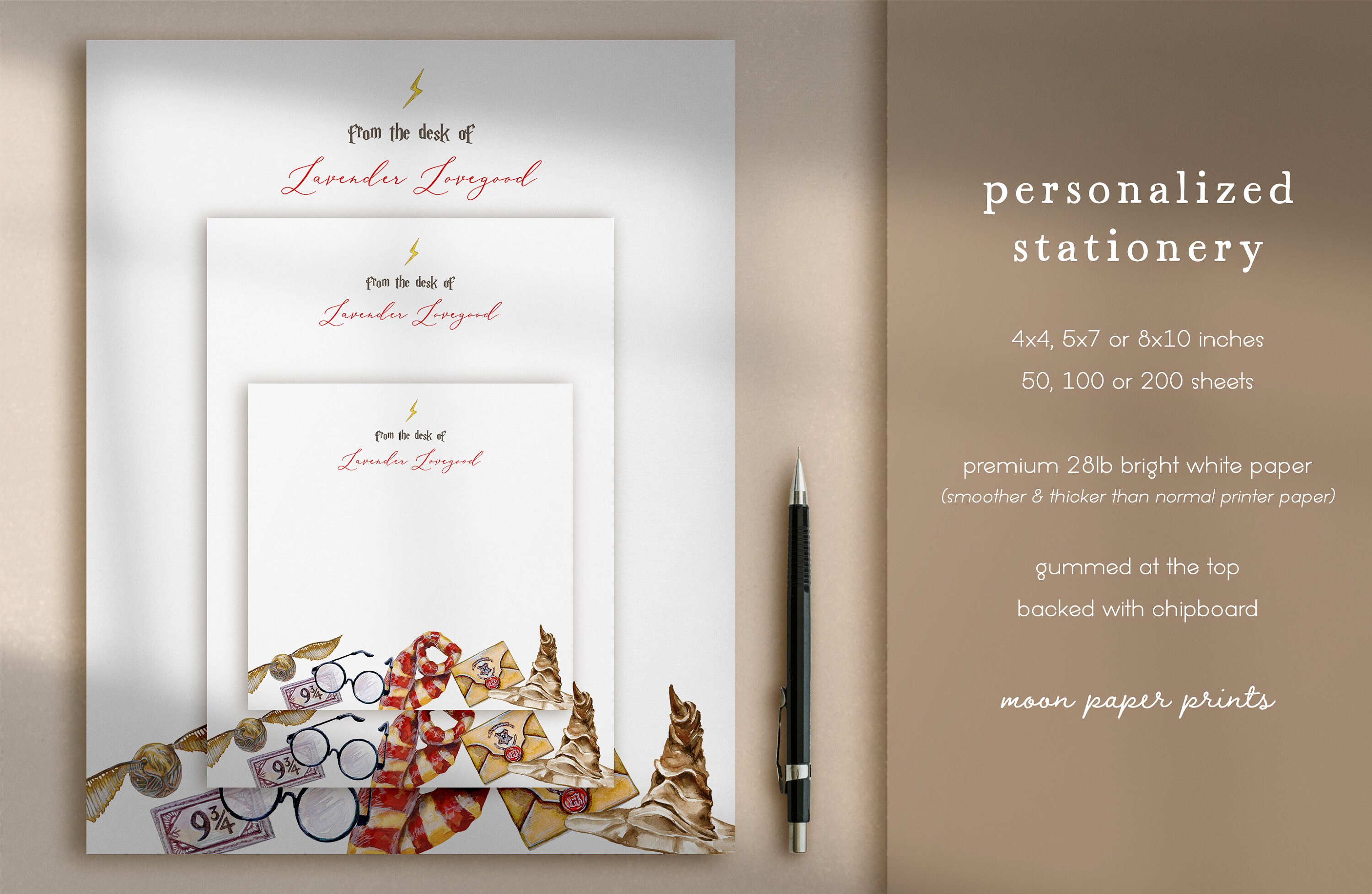 Personalized Wizard School Notepad Stationery for Wizards - Etsy