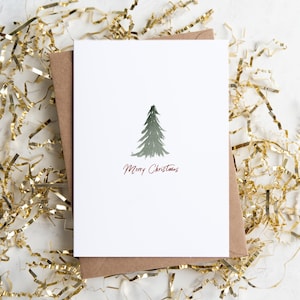 Minimalist Printable Watercolor Christmas Tree Card, Digital Download ...