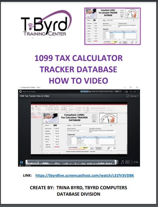 1099 Tax Deduction Calculator- EXPENSE Tracker Database - Etsy
