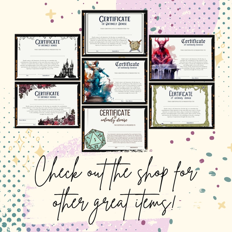 Dnd Character Death Certificate | Dungeons and Dragons Accessory ...
