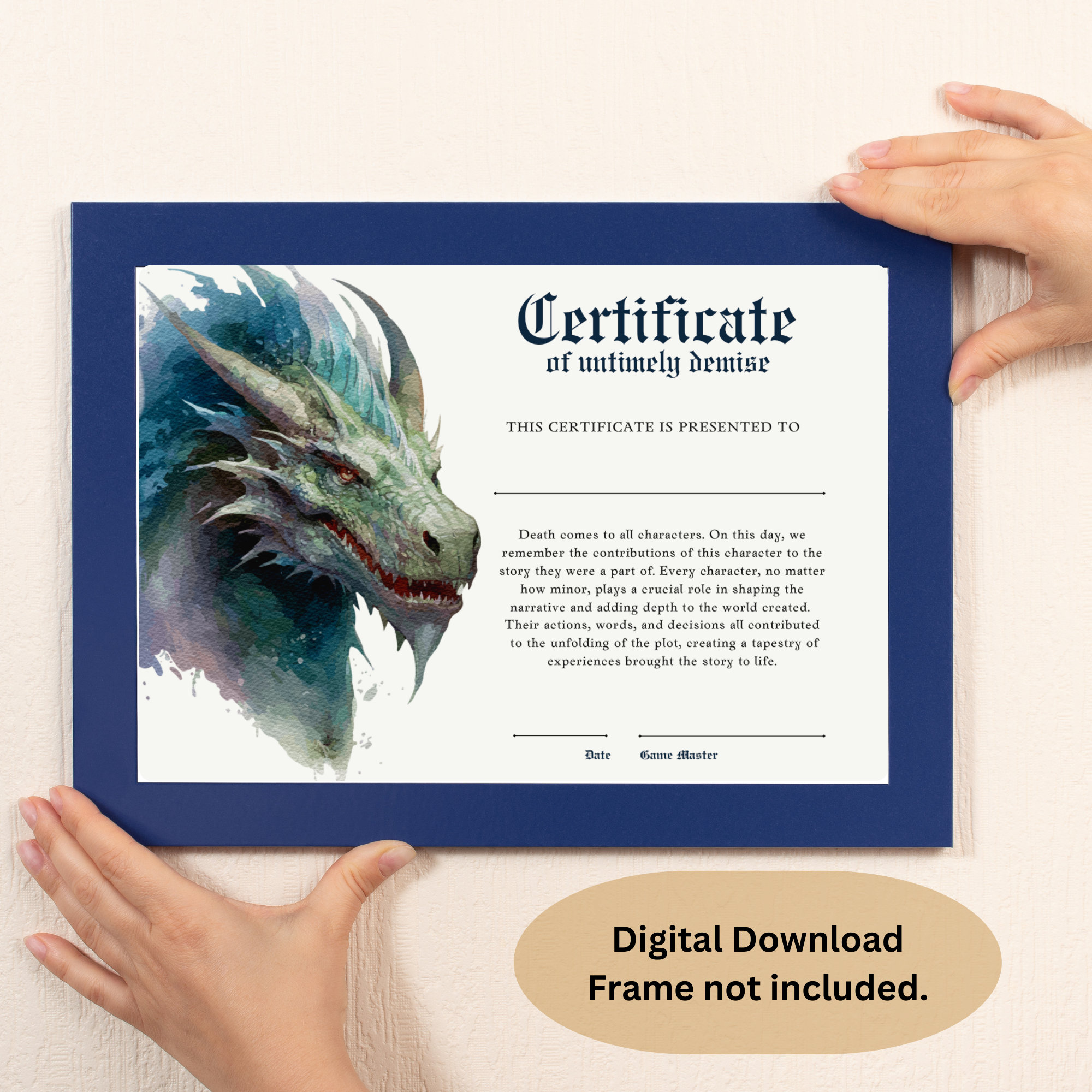 Dnd Character Death Certificate | Dungeons and Dragons Accessory ...