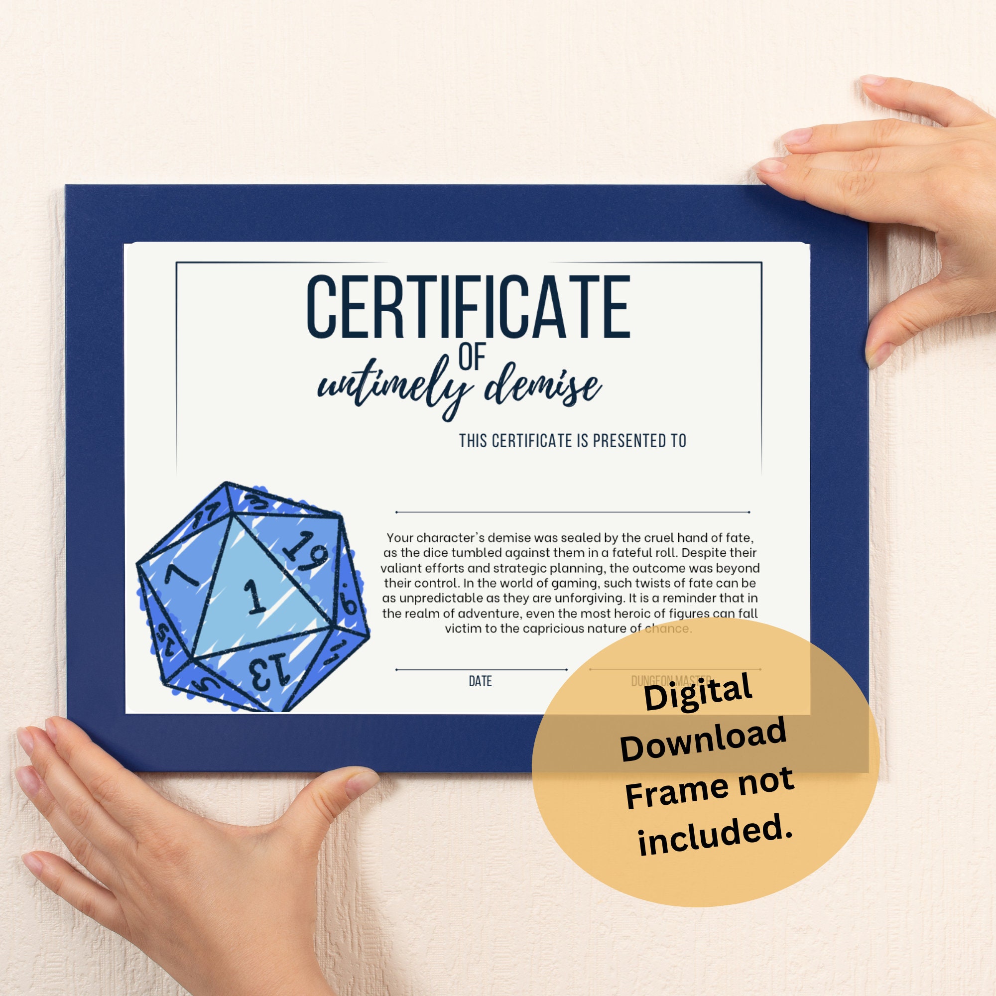 Dnd Character Death Certificate Dungeons and Dragons Accessory Dungeon ...