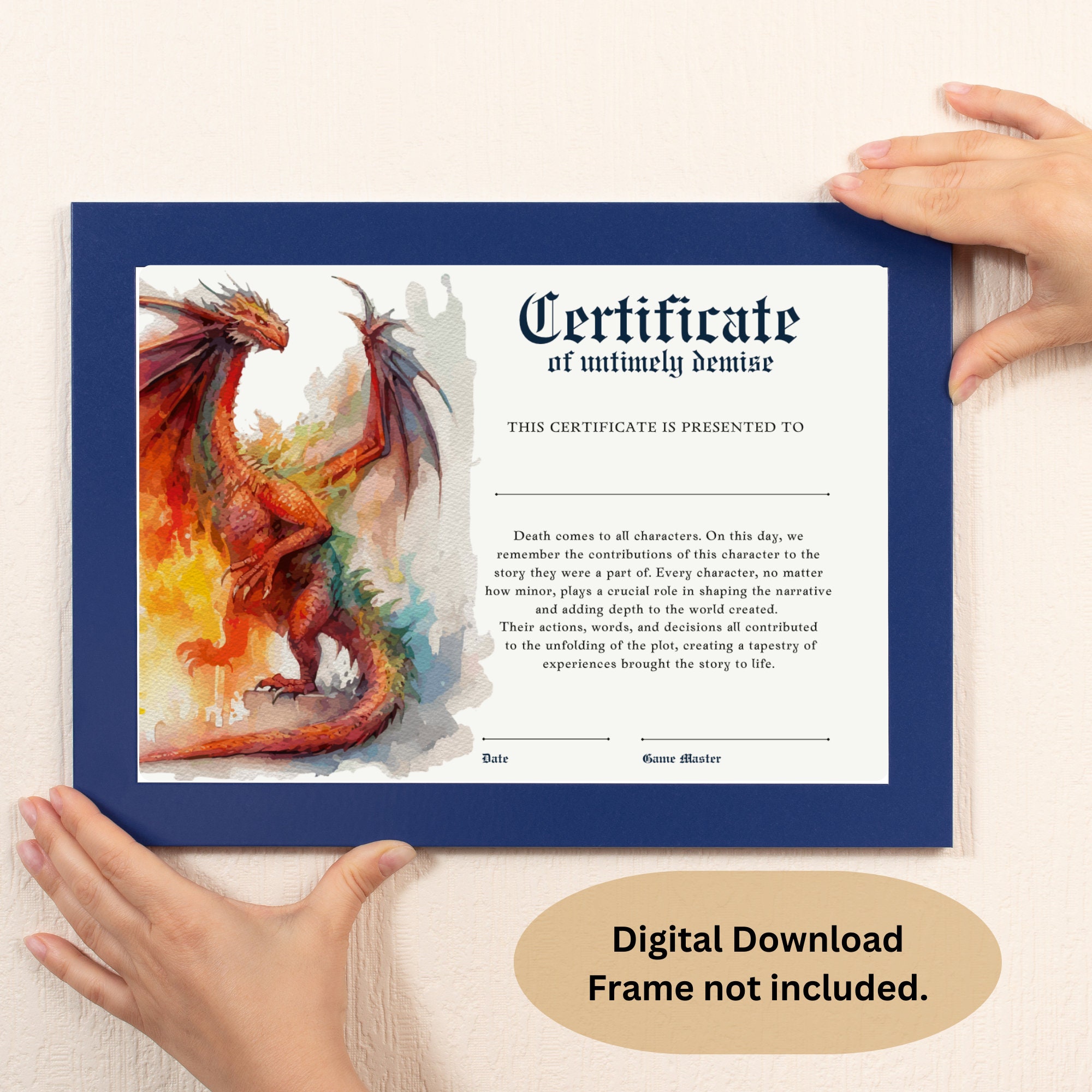 Dnd Character Death Certificate | Dungeons and Dragons Accessory ...