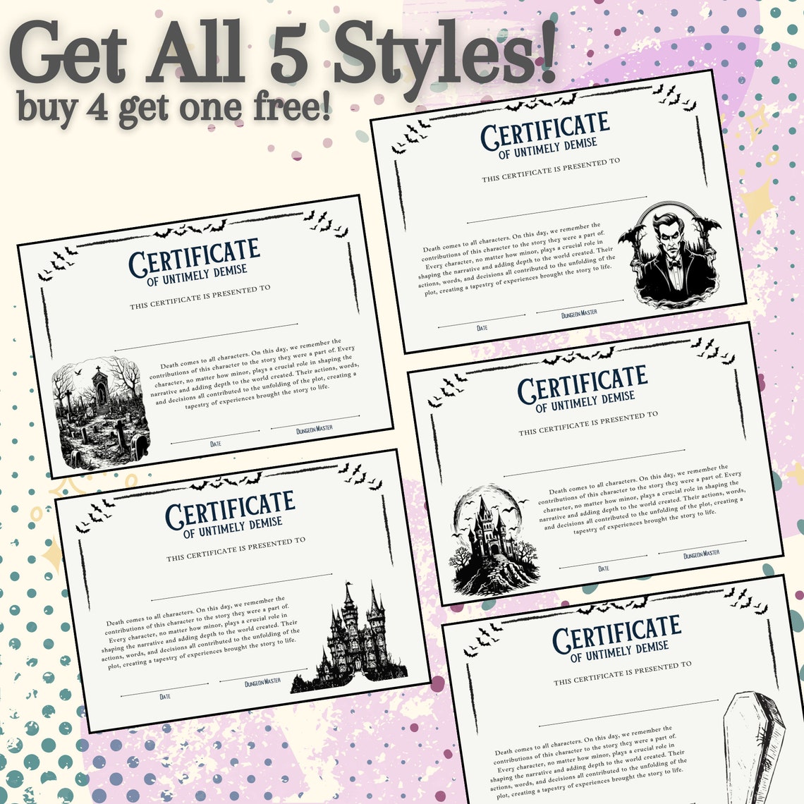 Dnd Character Death Certificate | Dungeons and Dragons Accessory ...