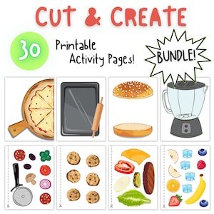 Printable Cut and Create Bundle, Food Play, Printable Crafts for Kids ...