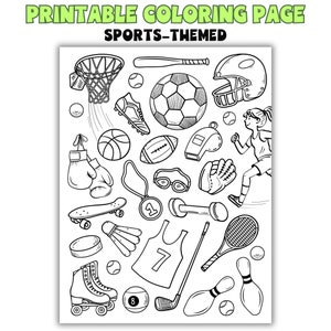 Sports Coloring Page, Printable Kids Activities - Etsy