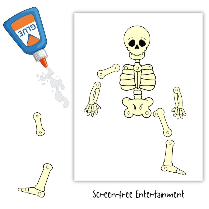 Skeleton Cut and Paste Printable Craft for Kids, DIY Halloween Activity ...