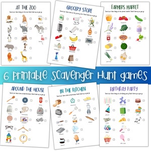 Scavenger Hunt Bundle, 6 Printable Treasure Hunt Games, Print at Home ...