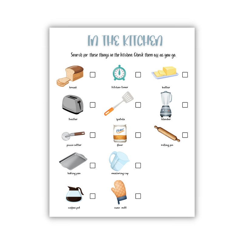 Printable Kitchen-themed Scavenger Hunt, Kids Treasure Hunt, Print at ...