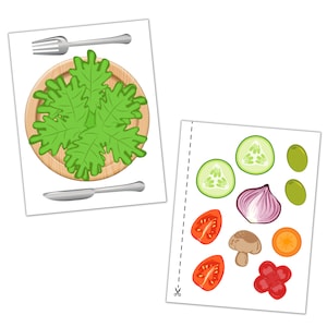 Printable Veggies, Cut and Paste Salad Assembly Kit, Printable Crafts ...