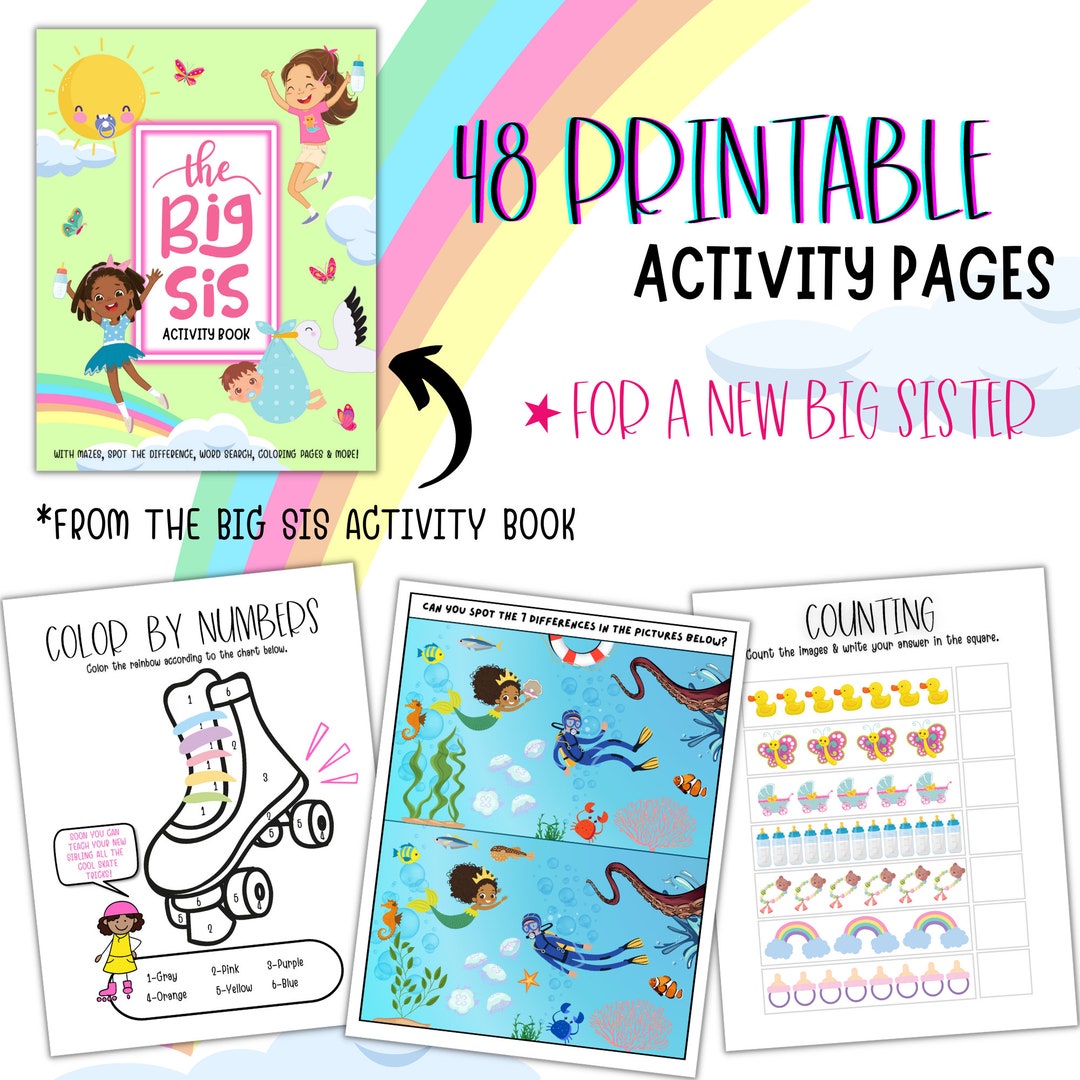 Big Sister Activity Pages, Printable Coloring and Activity Pages for A ...