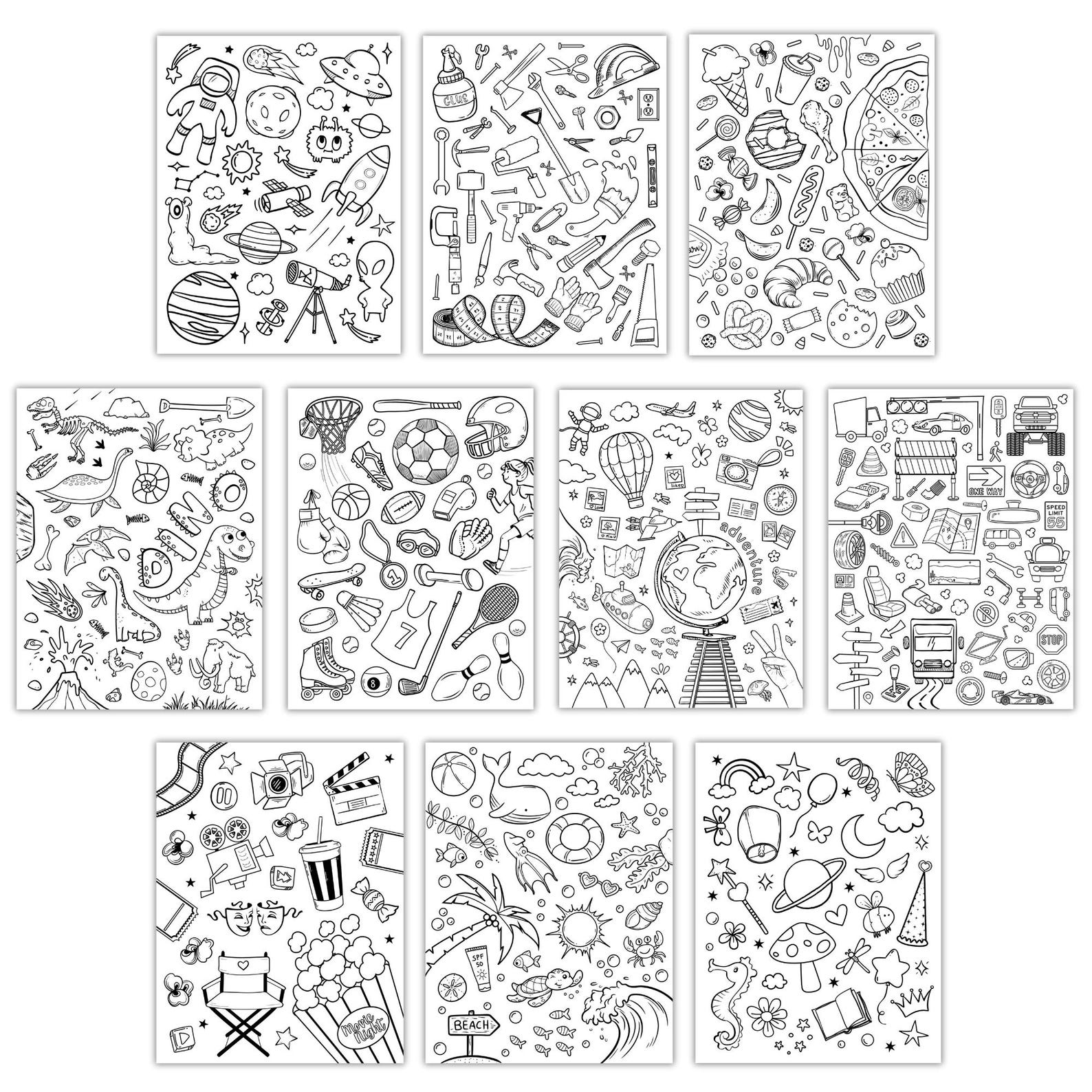 Doodle Coloring Pages Big Bundle, 20 Fun and Unique Coloring Sheets for ...
