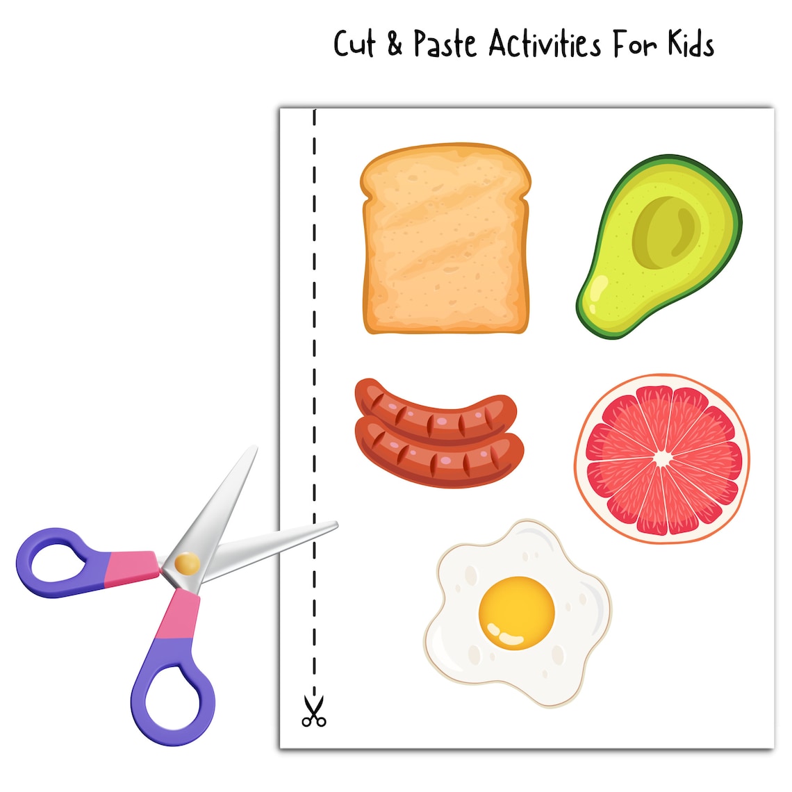 Printable Cut & Create Craft, Cut and Paste Breakfast Assembly Kit ...