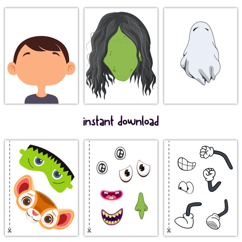 Printable Halloween Crafts for Kids, Cut and Paste Activities, Instant ...