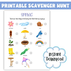 Printable Scavenger Hunt, Spring-themed Treasure Hunt, Games for Kids ...