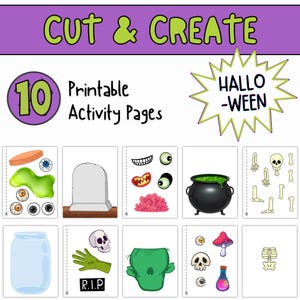 Printable Spooky Halloween Cut and Paste Worksheets for Children ...