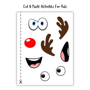 Printable Reindeer Cut and Create Activity for Kids, Fun Holiday DIY ...