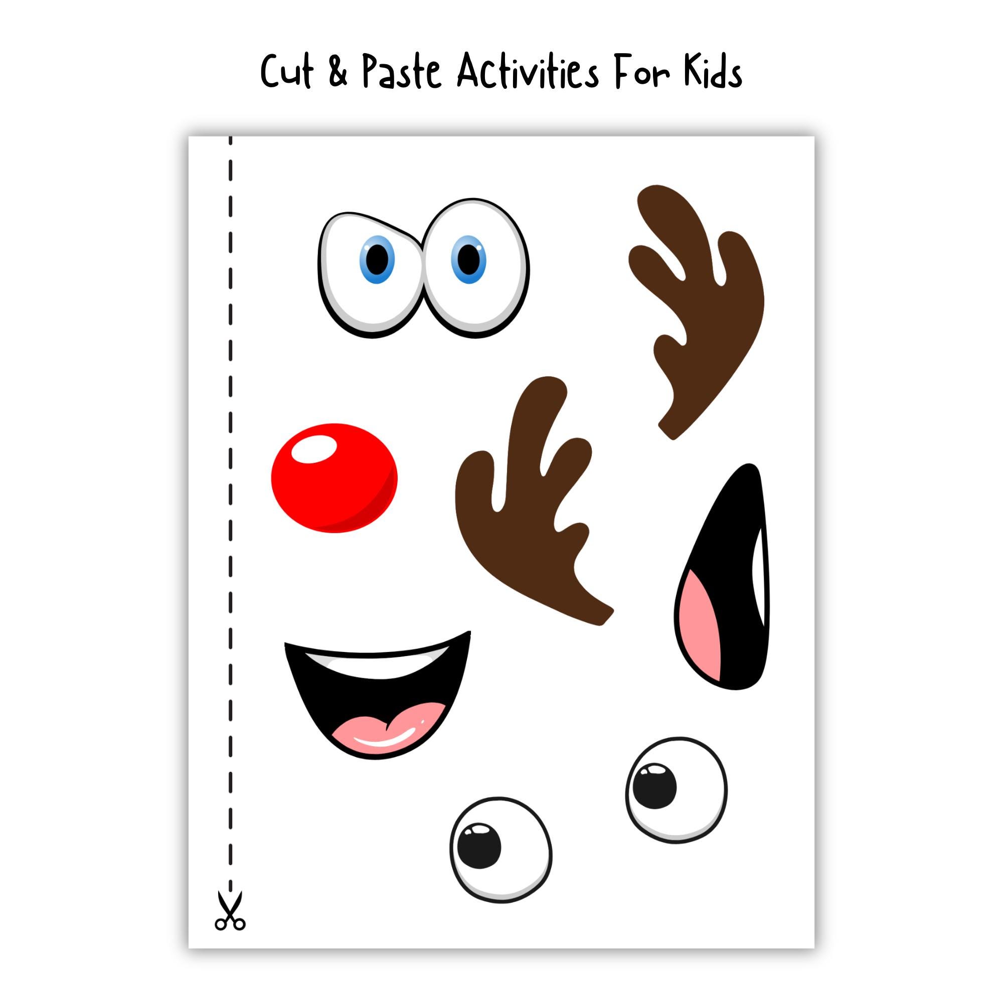 Printable Reindeer Cut and Create Activity for Kids, Fun Holiday DIY ...