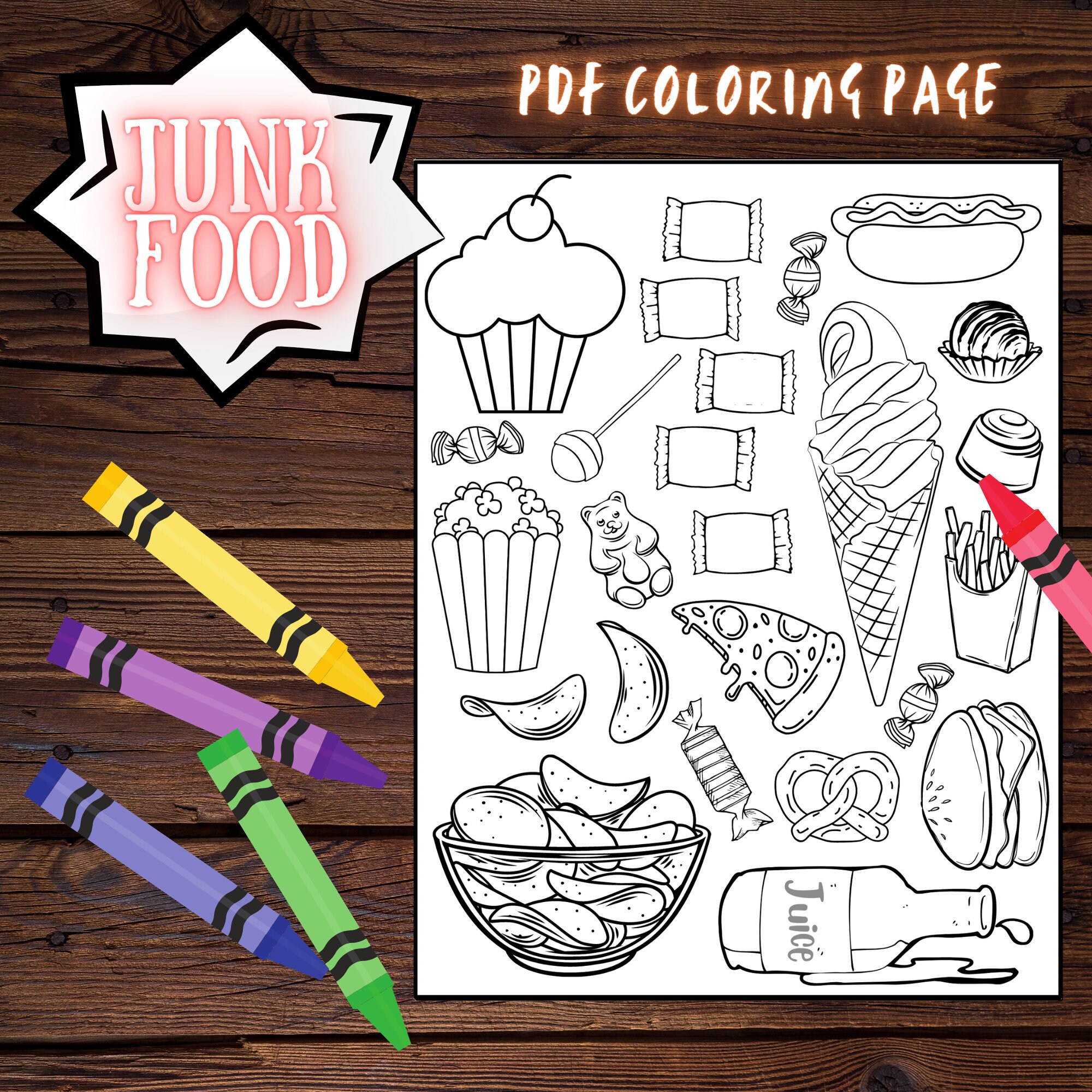 Unhealthy Food Coloring Pages