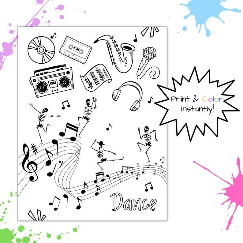 Printable Dance Coloring Page, Music Coloring Page - Etsy Canada