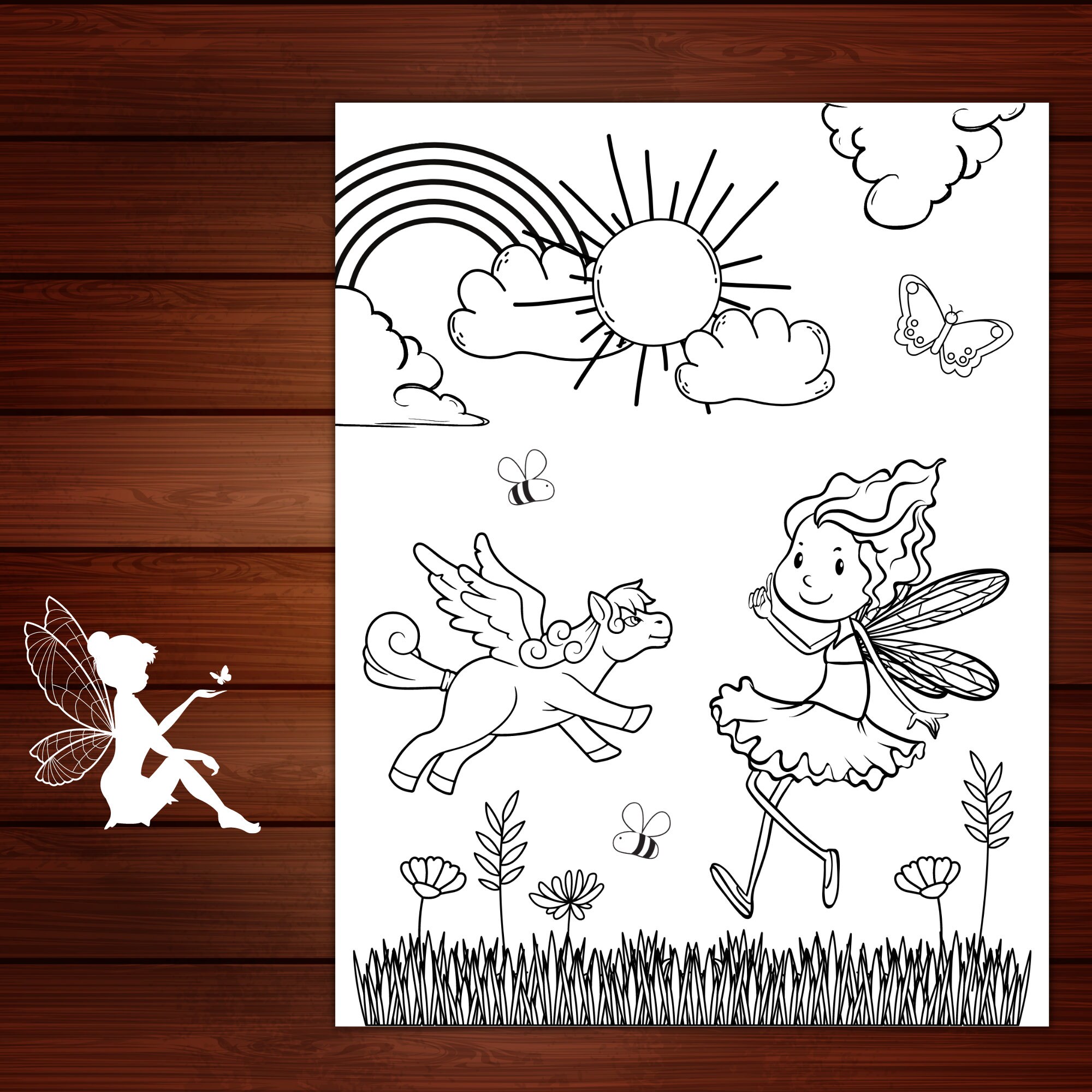 Fairy Unicorn Coloring Page, Printable Fairy Unicorn Coloring Sheet for ...