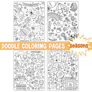 Four Seasons Doodle Coloring Pages, Relaxing Art for All Seasons ...