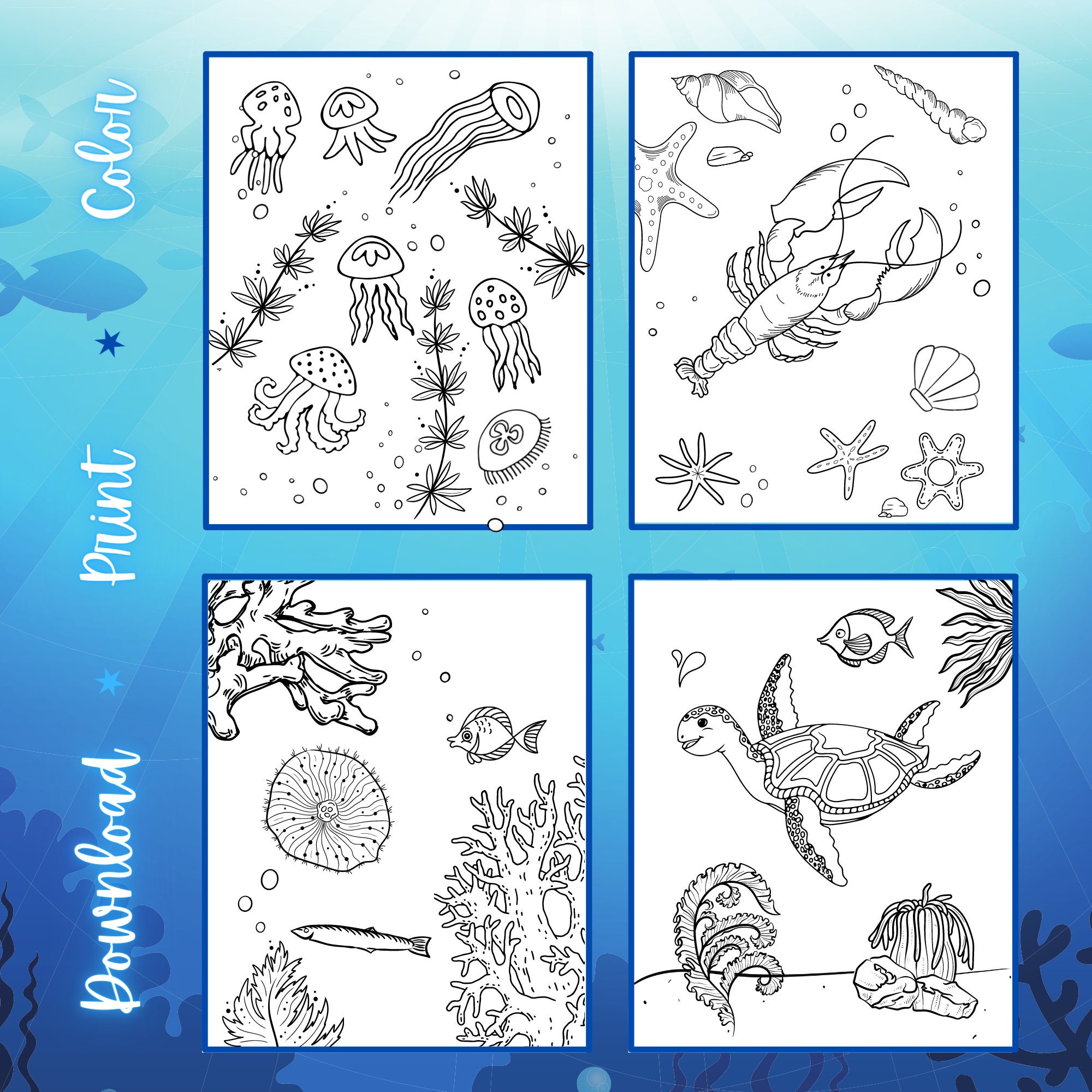 Printable Sea Life Coloring Pages, 36 Ocean Coloring Sheets for Kids - Etsy