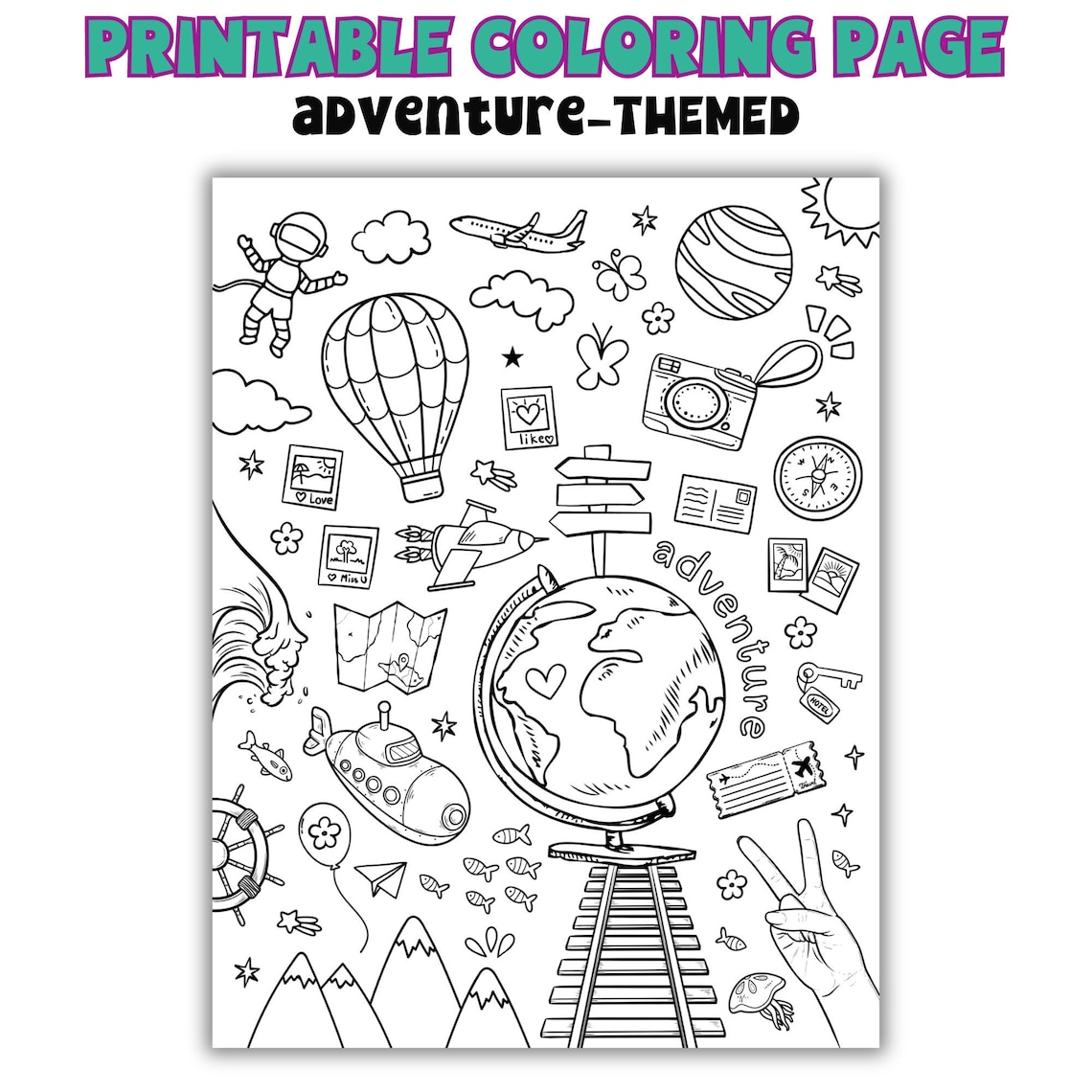 Adventure Coloring Page, Printable Kids Activities - Etsy