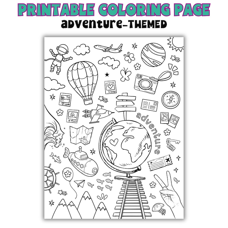 Adventure Coloring Page, Printable Kids Activities - Etsy