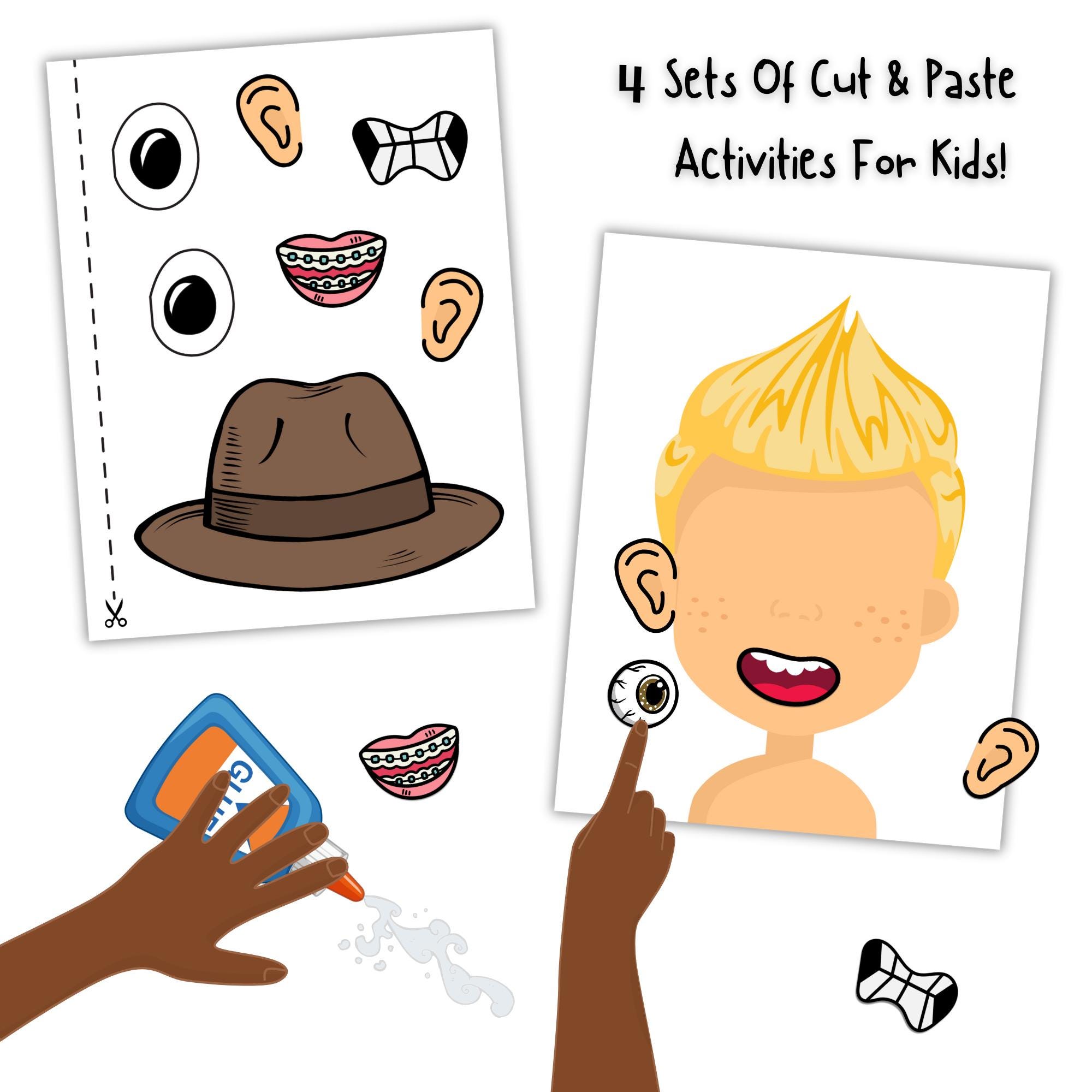 Printable Boy Faces Craft Kit, DIY Character Faces & Fun Accessories ...