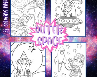 Coloring Pages Outer Space Aliens Digital, Downloadable Coloring Pages ...