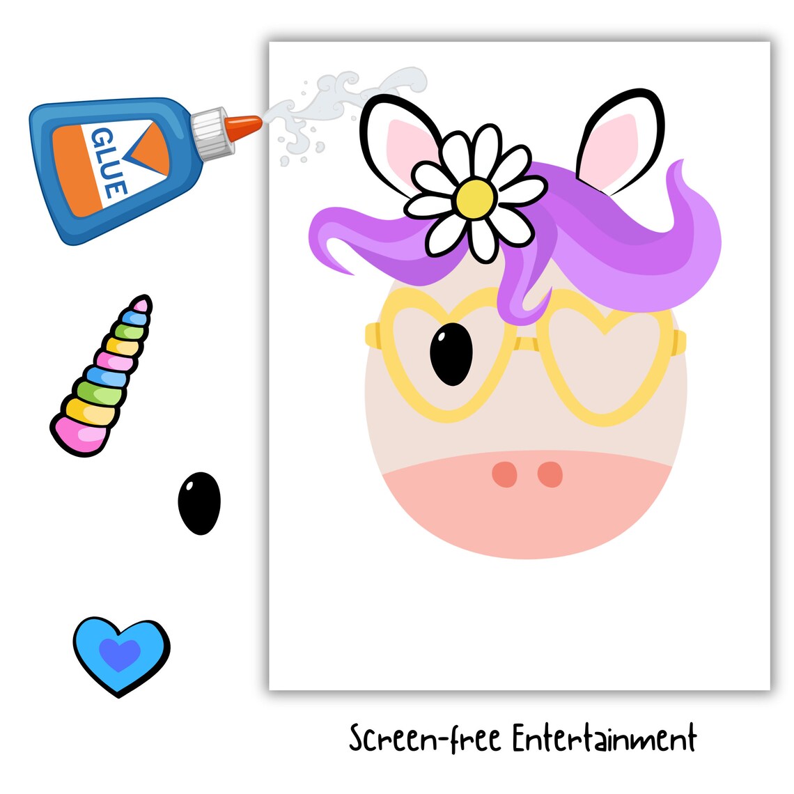 Unicorn Cut and Paste Activity, Printable Craft for Kids, Unicorn Face ...