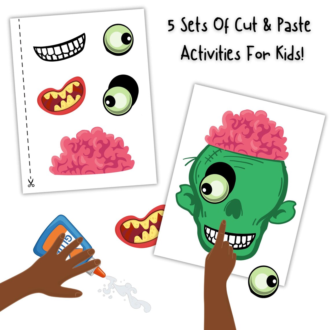 Printable Spooky Halloween Cut and Paste Worksheets for Children ...