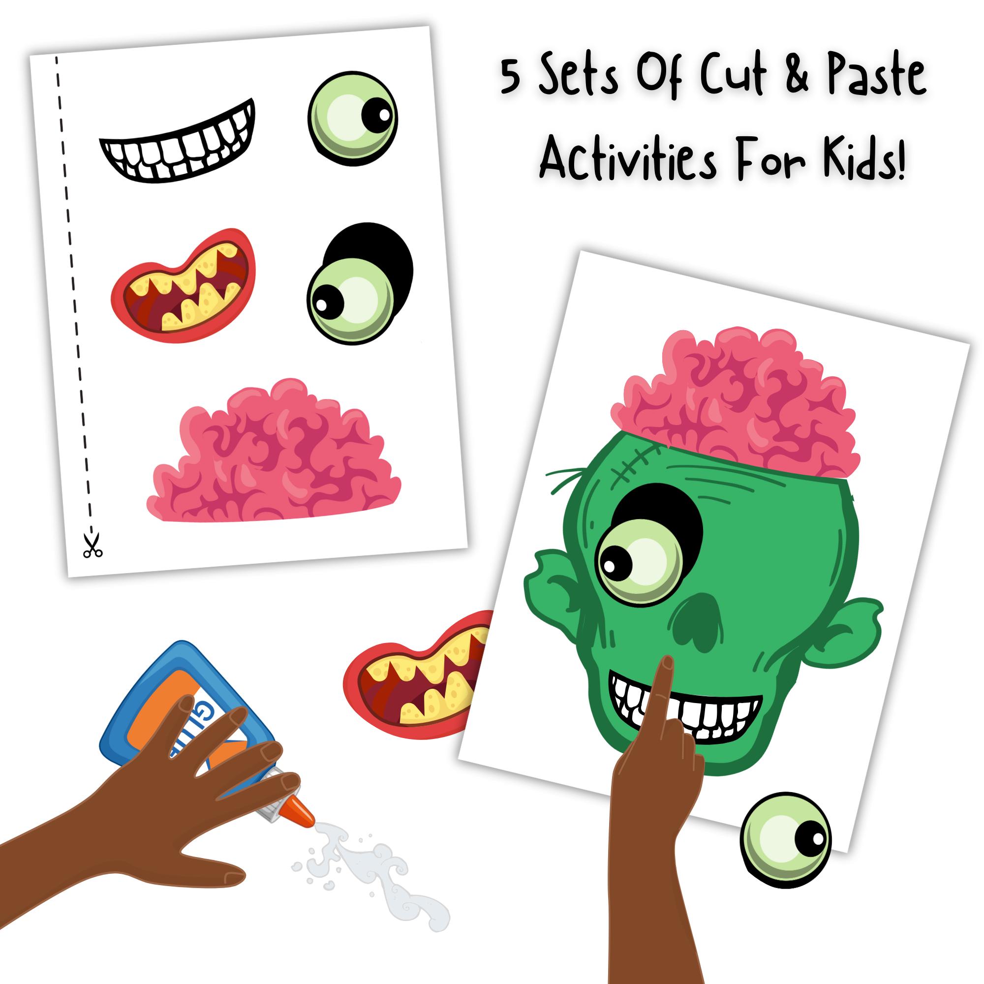 Printable Spooky Halloween Cut and Paste Worksheets for Children ...