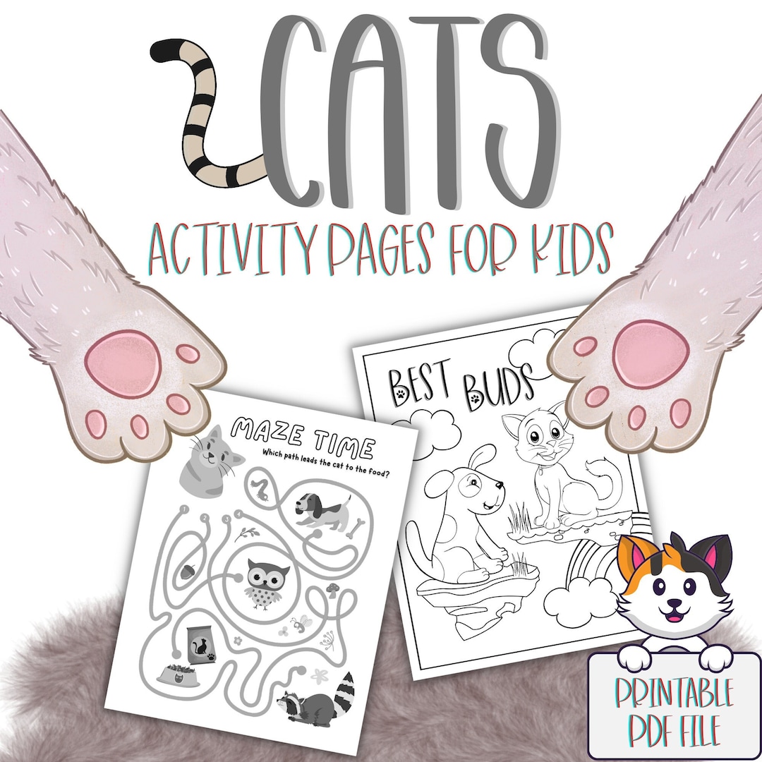 Cat Activity Pages for Kids - Etsy