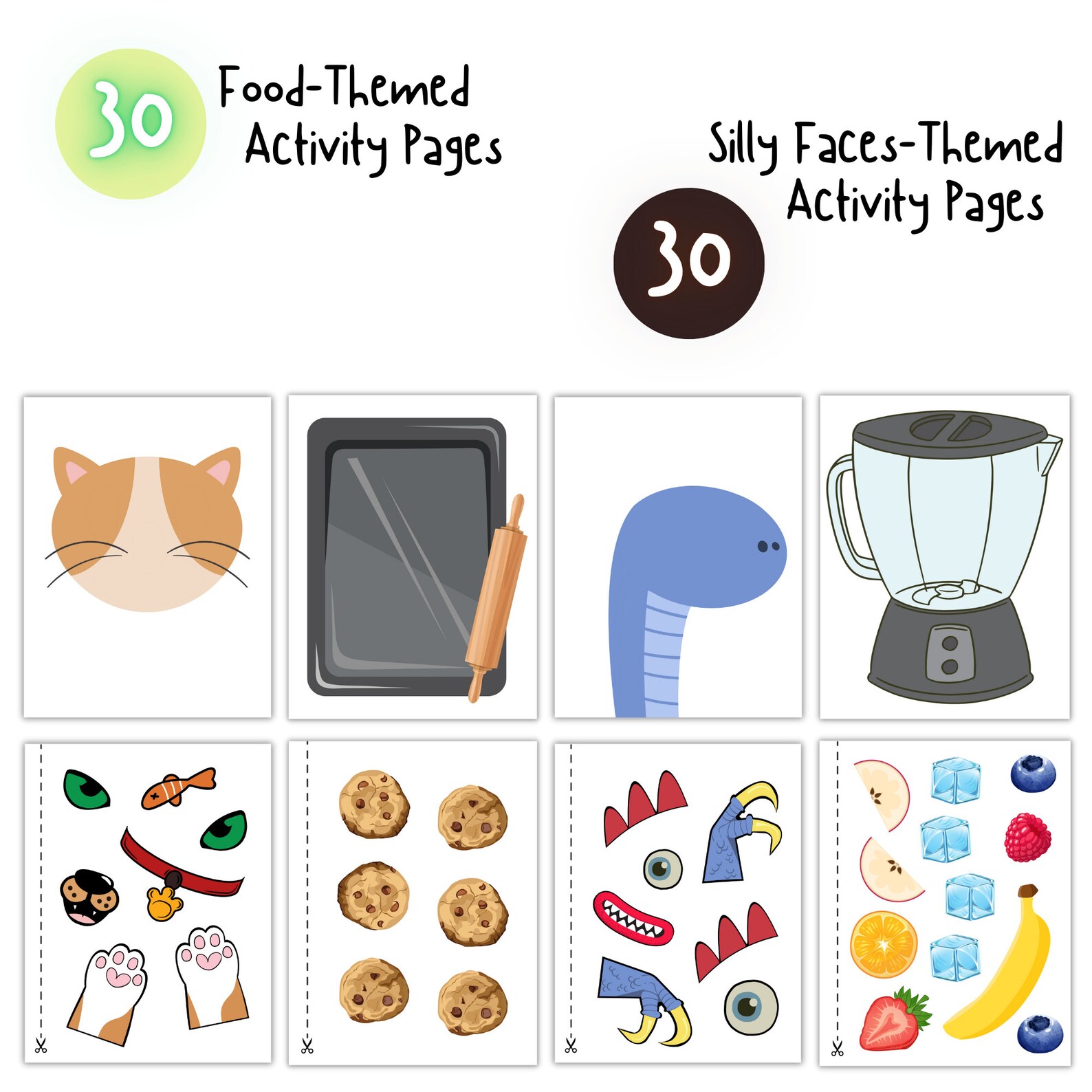 Food and Silly Faces Cut and Create Mega Bundle, Creative Cut and Paste ...