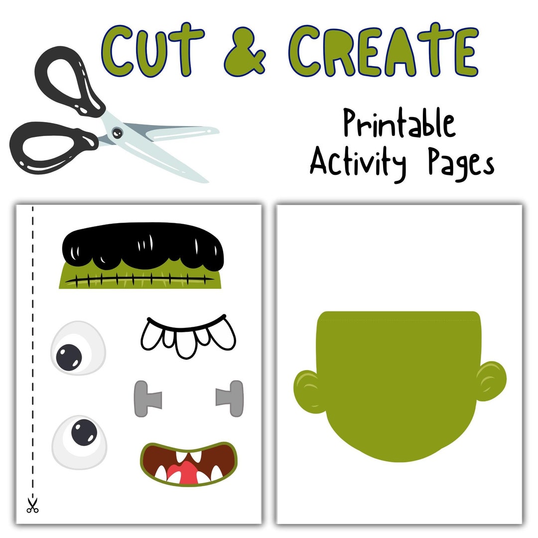 Halloween Frankenstein Printable Cut and Paste Activity for Kids, Fun ...