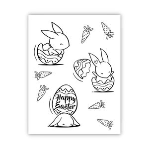 Printable Easter Coloring Page, Cute Bunny Print at Home Craft for Kids ...